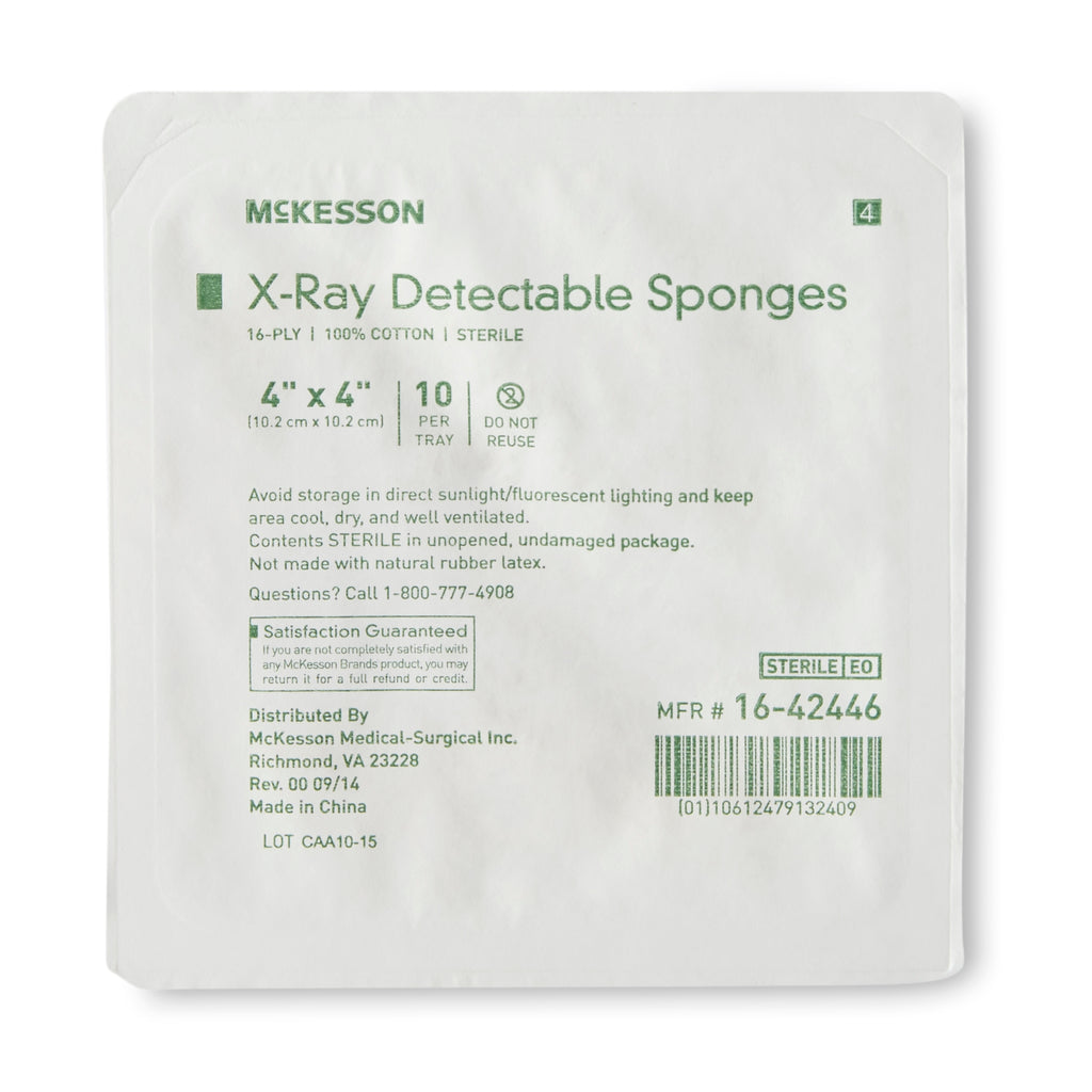 X-Ray Detectable Gauze Sponges 4x4 Sterile 16-Ply | Radiopaque Barium ...