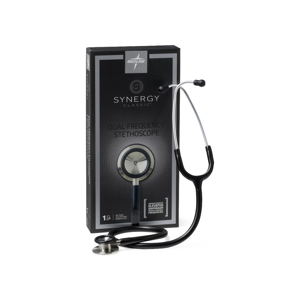Medline Synergy Dual-Frequency Stethoscope MDS926501 - Black, Stainless ...