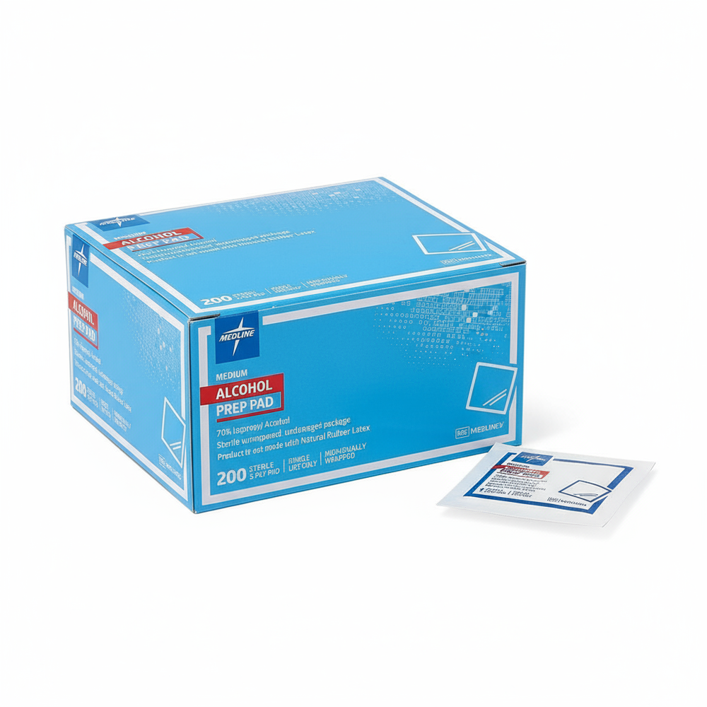 Medline 70% Alcohol Prep Pads - Sterile Medical Wipes | Medium 2-Ply ...